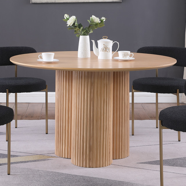 Dobby Mid-Century Modern Round Wooden Dining Table - Transitional ...