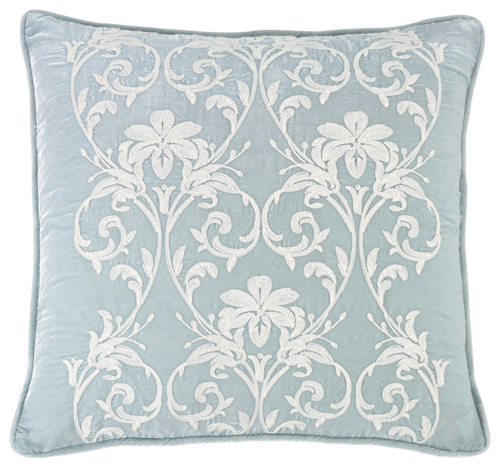 Embroidery Velvet Euro Sham, 27"x27", 1 Piece - Traditional ...