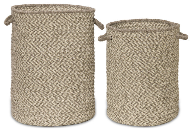Natural Houndstooth Woven Hampers Gray 15"x15"x18", Round, Braided ...
