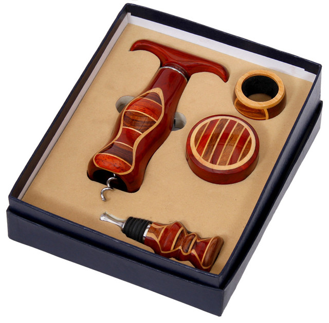 4 Piece Gift Set Cork Screw, Foil Cutter, Stopper, And Drop Catcher ...