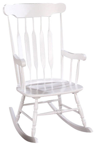 Wooden Rocking Chair, White - Traditional - Rocking Chairs - by Benzara ...