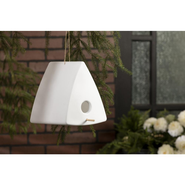 Dalya Triangle Decorative Birdhouse, White - Contemporary - Garden ...