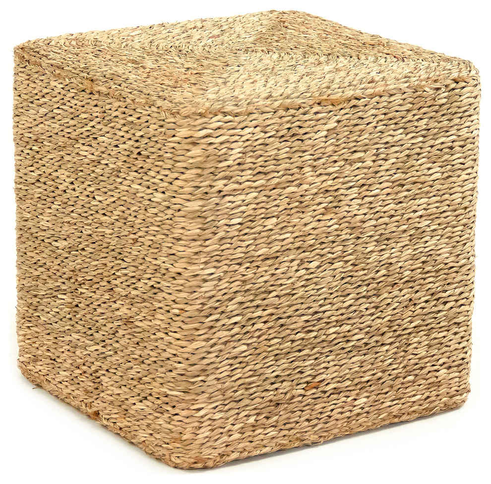 Cube Woven Pouf - Beach Style - Floor Pillows And Poufs - by HedgeApple | Houzz