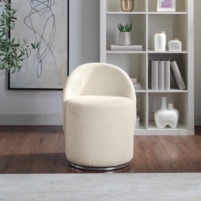 Lystra Swivel Vanity Chair in Textured Cream Fabric - Fully Assembled ...