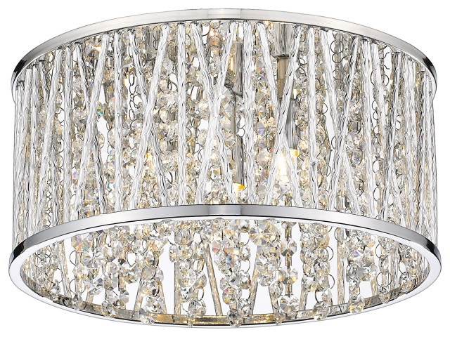 Terra 3-Light Flush Mount Ceiling Light In Chrome, 12.000 ...