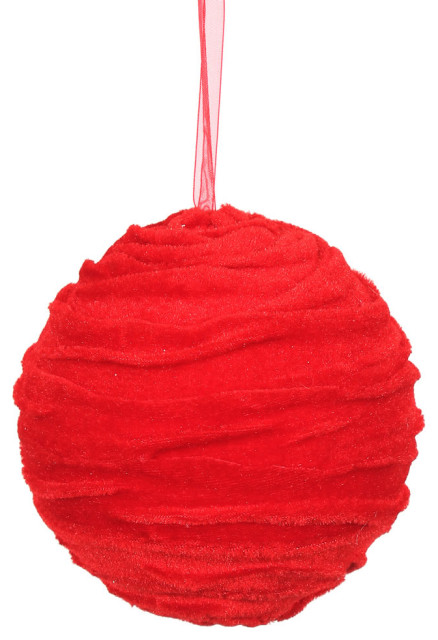 4.75" Red Gathered Cloth Ball 3/Bag - Christmas Ornaments - by ...