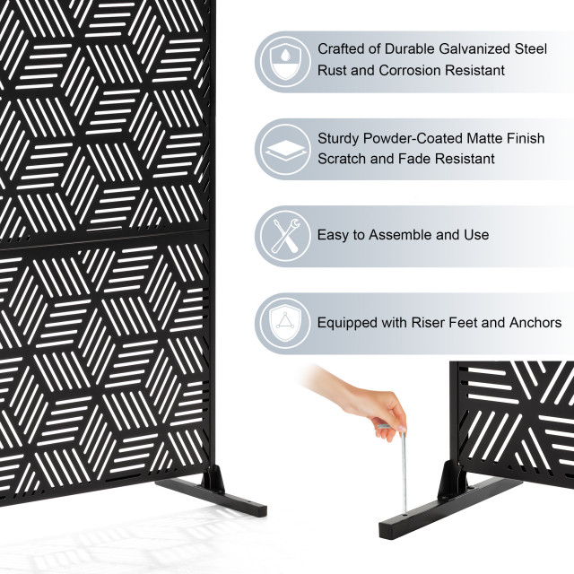 6ft Geometric Pattern Privacy Screen Fence - Transitional - Screens And ...