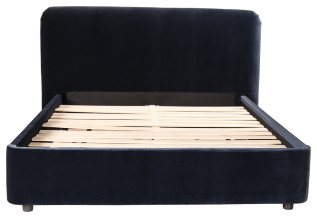 90.5 Inch King Bed Blue Velvet Blue Contemporary - Contemporary - Beds ...