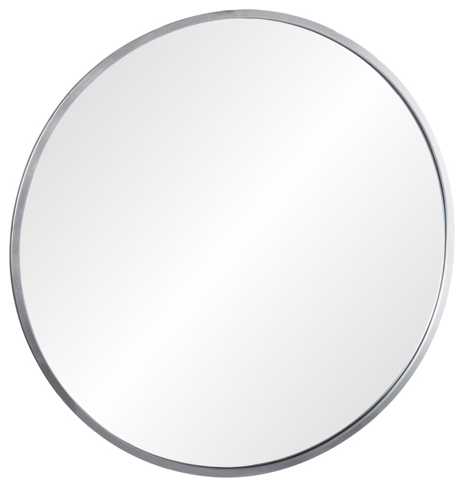 Round Metal Mirror Metallic Silver Finish, Small - Contemporary - Wall ...