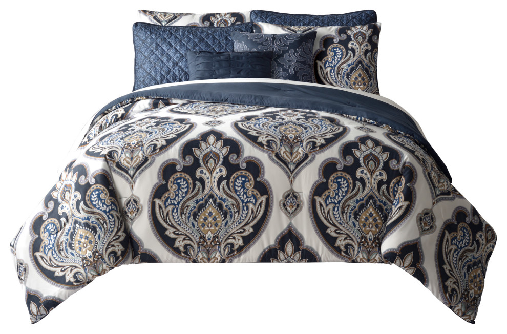 Lanwood Home Danica 8-Piece Comforter Set, King/Cal King - Traditional ...