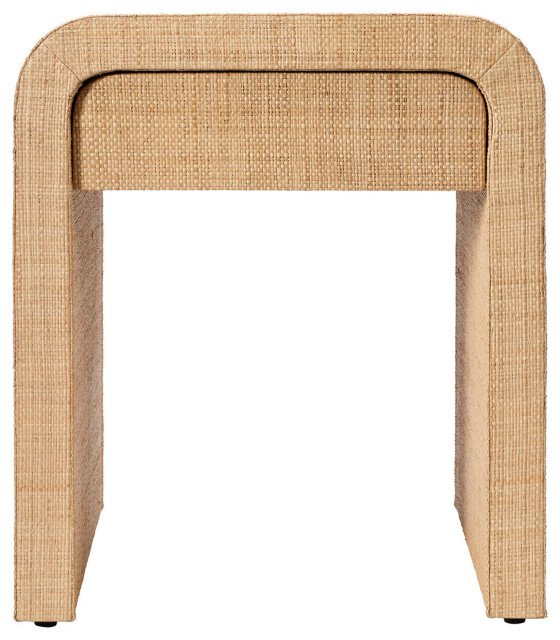 Montecito 1-Drawer Raffia Natural Side Table, 18W x 18D x 21H ...