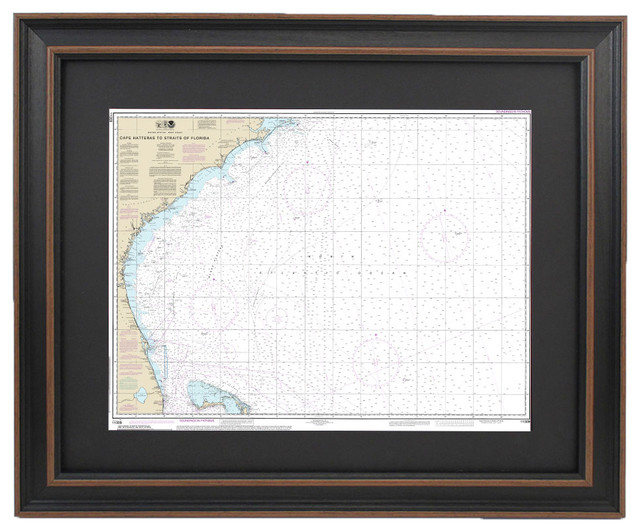 Poster Size Framed Nautical Chart, Cape Hatteras To Straits Of Florida ...
