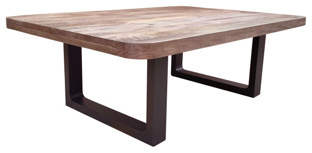 Curvet Mango Wood & Steel Sled Base Coffee Table - Industrial - Coffee ...