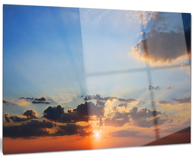 "Beautiful Cloudy Sunset Panorama" Metal Wall Art, 28"x12 ...