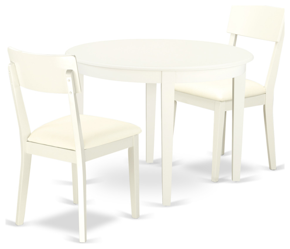 3 Pc Kitchen Table Set, Dining Table And 2 Faux Leather Kitchen Chairs ...