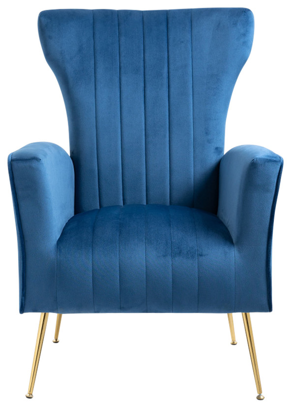 Cela Cream Velvet Upholstered Wingback Chair With Gold legs ...
