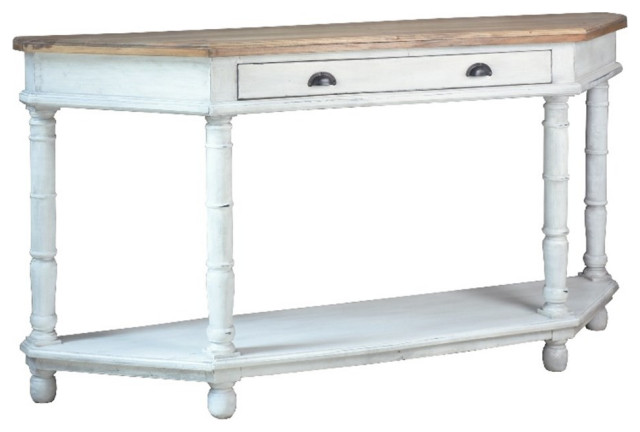 Sunset Trading Cottage Display Table White/Brown Solid Wood Fully ...