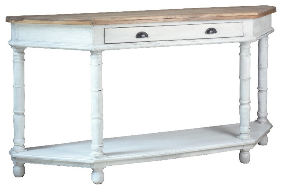 Sunset Trading Cottage Display Table White/Brown Solid Wood Fully ...