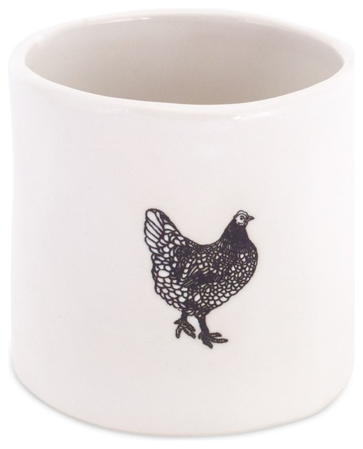 Chicken Pot (Set of 6) 4" x 4"H Stoneware - Farmhouse - Indoor Pots And ...