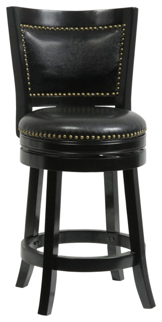 Benzara BM61372 Nailhead Trim Round Leatherette Counter Stool Flared ...