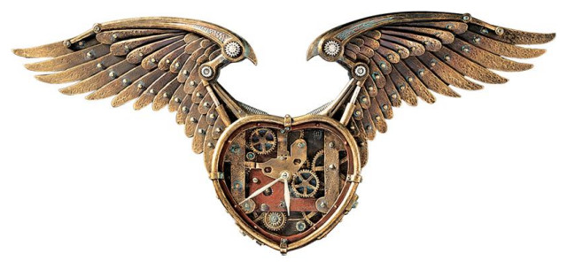 Design Toscano Steampunk Winged Heart Clock - Traditional - Wall Clocks ...