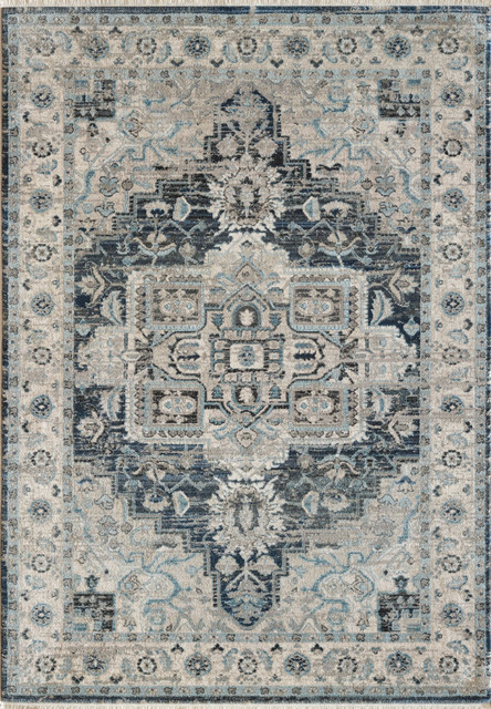 Juno 6882-590 Area Rug, Dark Blue And Cream, 2'2"x7'5" Runner ...