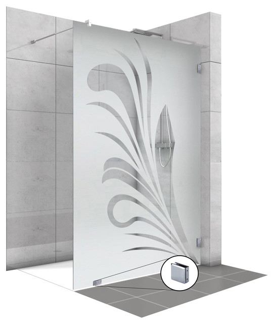 Fixed shower screen With Floral Design, 25-1/2" X 75" - Contemporary ...