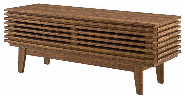Modern Lounge Lobby Media TV Stand Storage Set, Wood, Natural Walnut ...