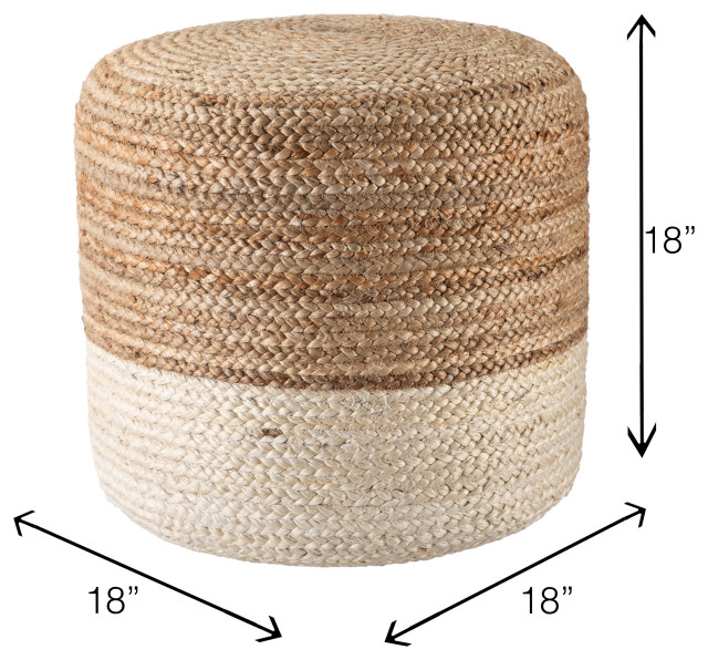 Jaipur Living Oliana Ombre White/Beige Cylinder Pouf - Beach Style - Floor Pillows And Poufs ...