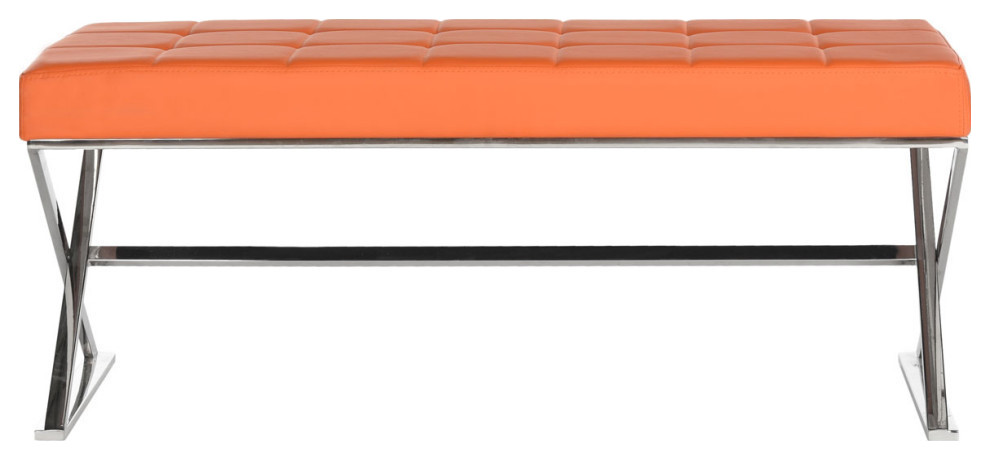 Rasha Bench, Orange - Contemporary - Upholstered Benches - by Rustic ...