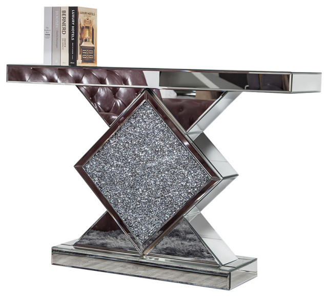 Diamond Silver Mirrored Console Table - Contemporary - Console Tables - by UStradeENT LLC | Houzz