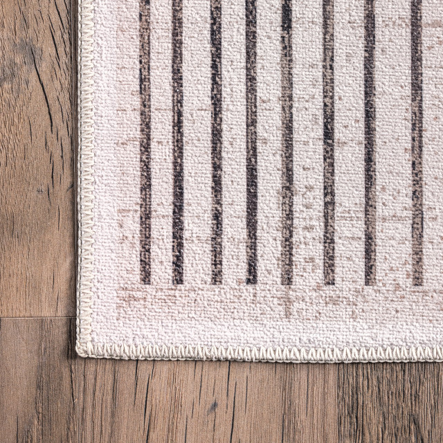 nuLOOM Erica Machine Washable Modern Striped Block Contemporary Area ...