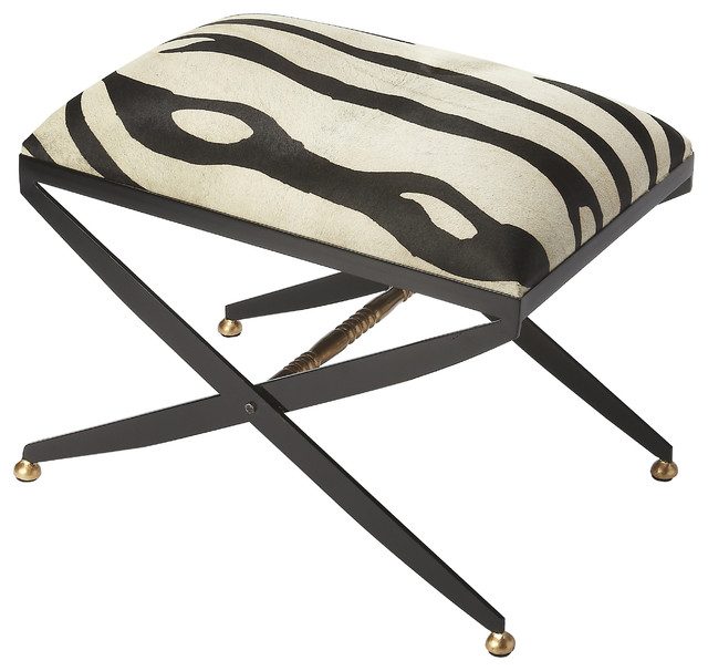 Butler Liddy Hair On Hide Stool - Contemporary - Vanity Stools And ...