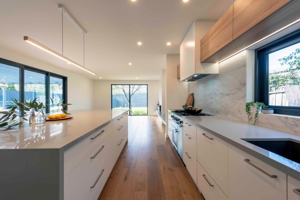 WK Quantum Quartz Bianco Classico Six+ splashback - Contemporary - Kitchen - Melbourne - by Wood ...