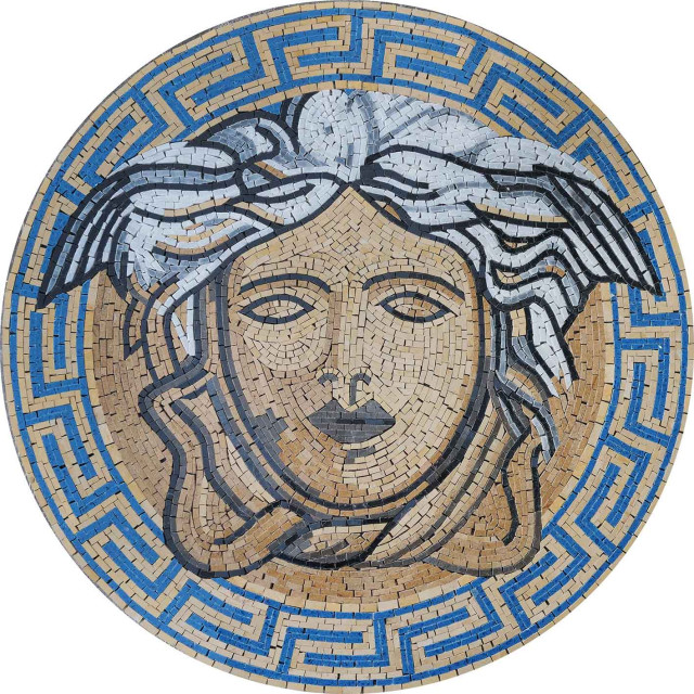 Ancient Mosaic - Medusa Versace Mosaic, 84" x 84" - Traditional - Tile ...