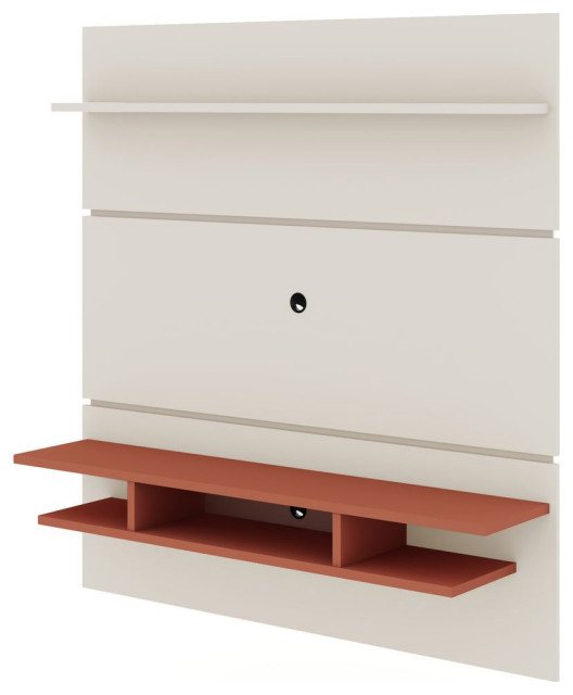 Tribeca 63 Floating Entertainment Center, Off White and Terra Orange ...