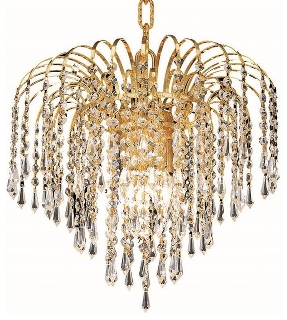 Elegant 6801 Falls 3 Light 14" Royal Cut Pendant, Gold/Clear ...