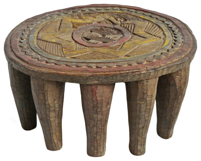 Consigned Vintage Nupe Wood Stool - Farmhouse - Accent And Garden ...