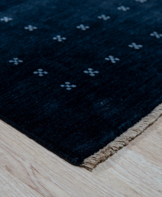 Handmade Wool Navy Transitional Solid Lori Baft Rug, 8'x10 ...