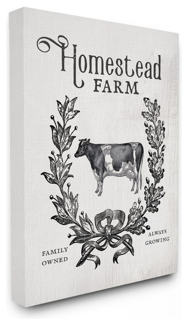 Homestead Farm Family Farmhouse Crest Cow with Wreath Canvas, 30"x40 ...