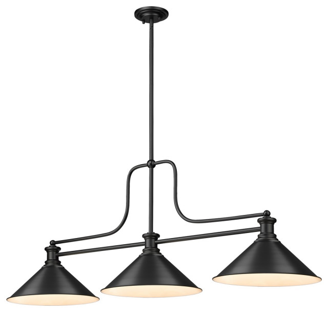 Melange 3-Light Island Pendant, Matte Black - Traditional - Kitchen ...