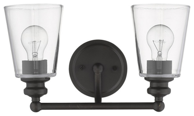 Two Light Antique Bronze Glass Shade Wall Sconce - Transitional - Wall ...