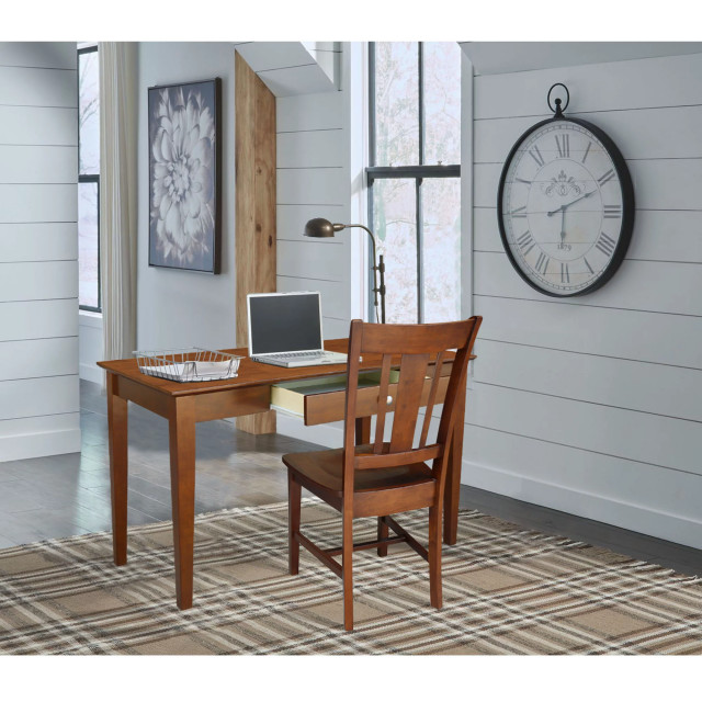 Traditional Desk With Chair, Rectangular Worktop & Contoured Seat ...