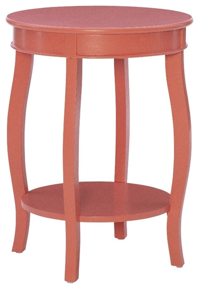 Linon Wren Wood Accent End Table in Coral Orange - Side Tables And End ...