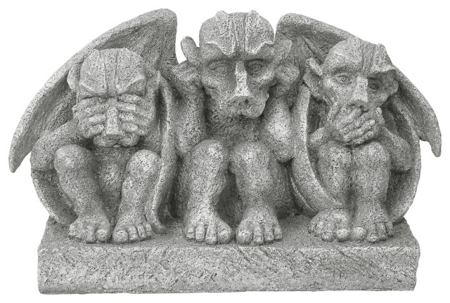 Hear See Speak No Evil Gargoyle Statue - Eclectic - Garden Statues And ...