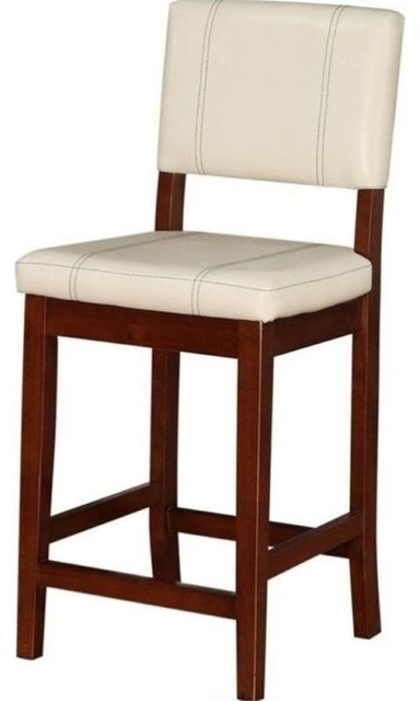 Atlin Designs 24.8" Transitional Wood Counter Stool in Cream - Bar ...