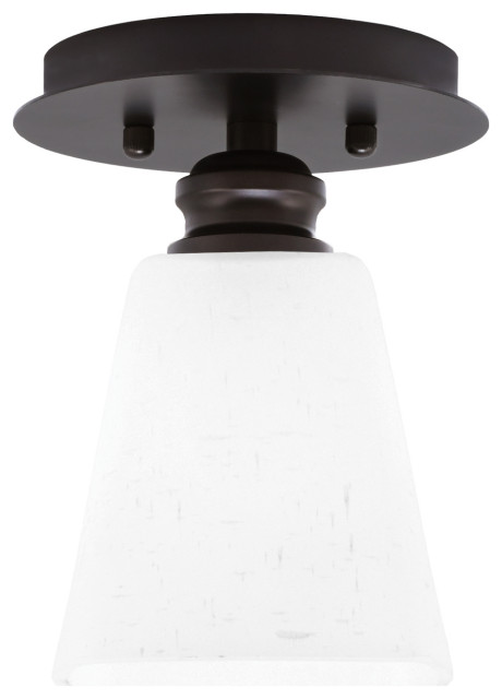Edge 1 Light Semi-Flush, Espresso Finish, 4.5" Square White Muslin ...