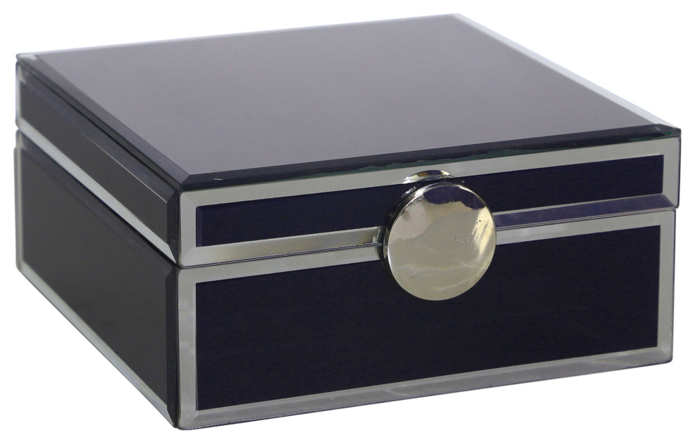 Sagebrook Home Wood/Glass 7x7" Jewelry Box, Blue - Contemporary ...