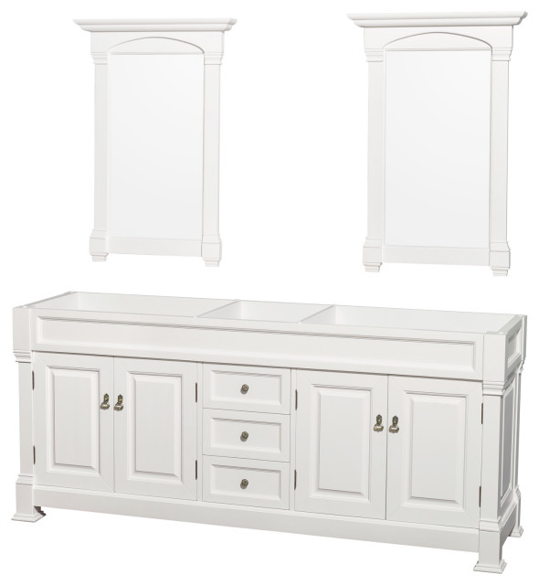 80 Inch Double Bathroom Vanity in White - Traditional - Bathroom ...