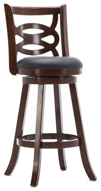 Benzara BM241959 Bar Stool With Open Curved Geometric Back, Dark Brown ...